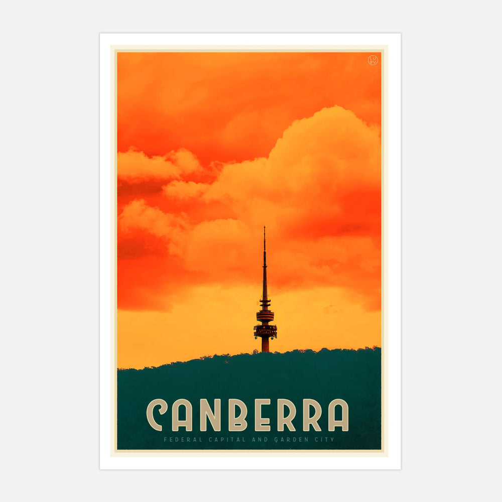 Canberra Tower Travel print | retro travel style by Places We Luv