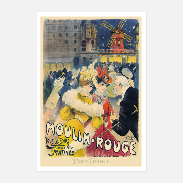 Moulin Rouge Paris vintage travel advertising poster | Places We Luv
