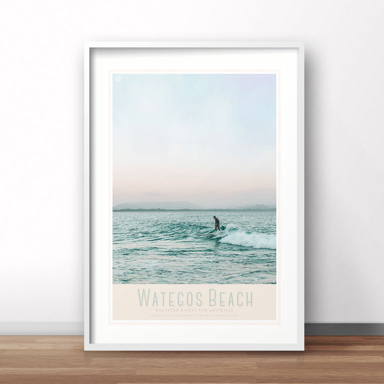 Wategos Beach Print | Retro vintage design from Places We Luv